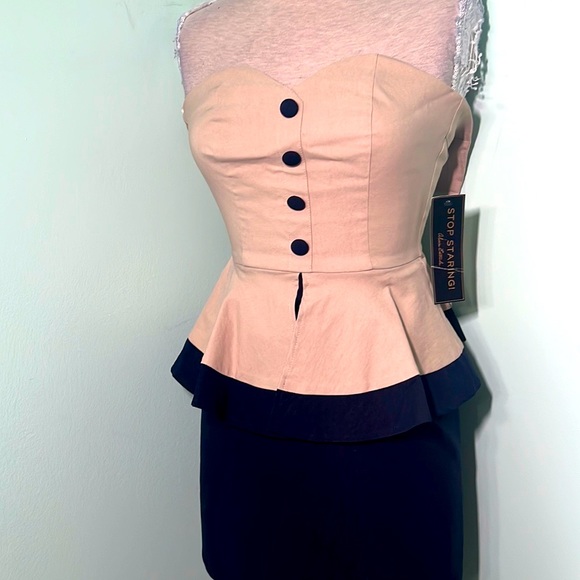 Stop Staring | Dresses | Stop Staring Strapless Peplum Color Block ...